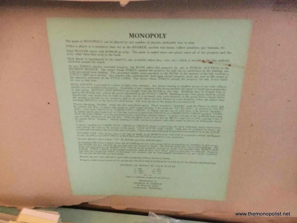 Late 1933 Darrow Large White Box Set | THE MONOPOLIST